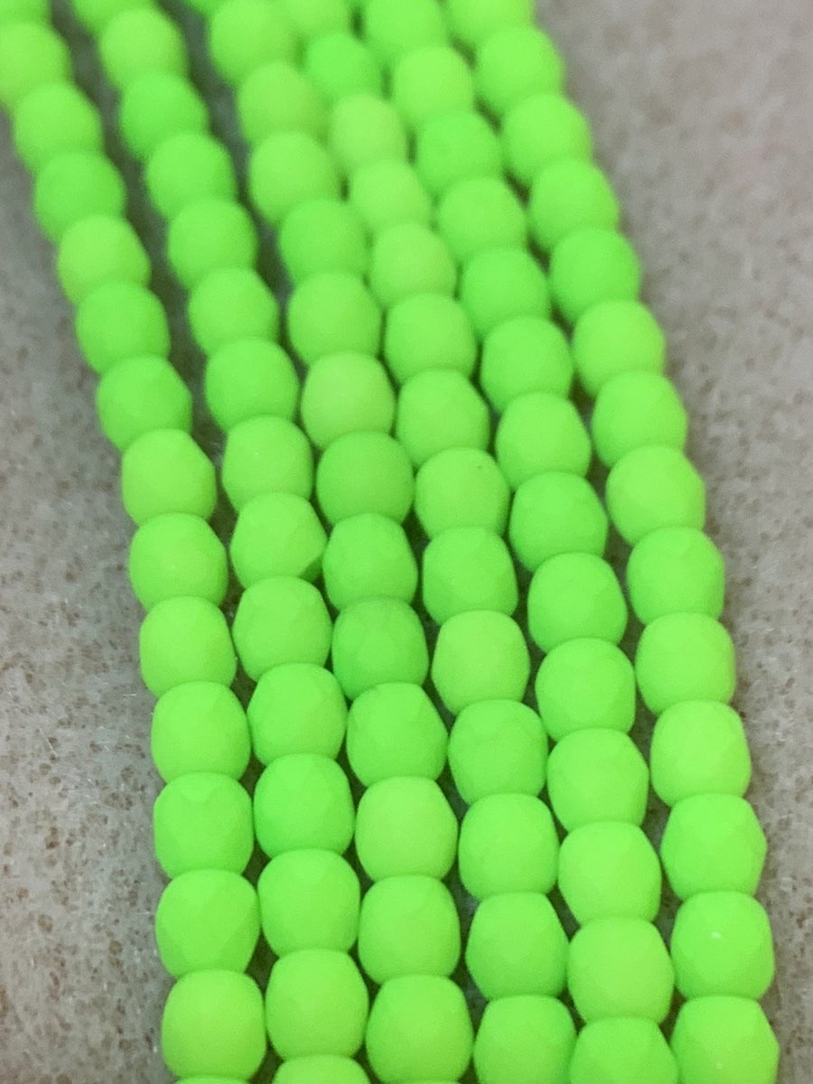 Lime Neon Green - 3mm Fire Polished Beads – Out West Beads